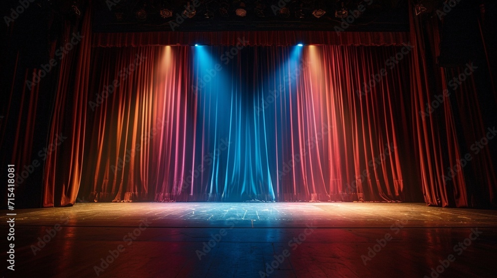 Theater stage light background with spotlight illuminated the stage for ...