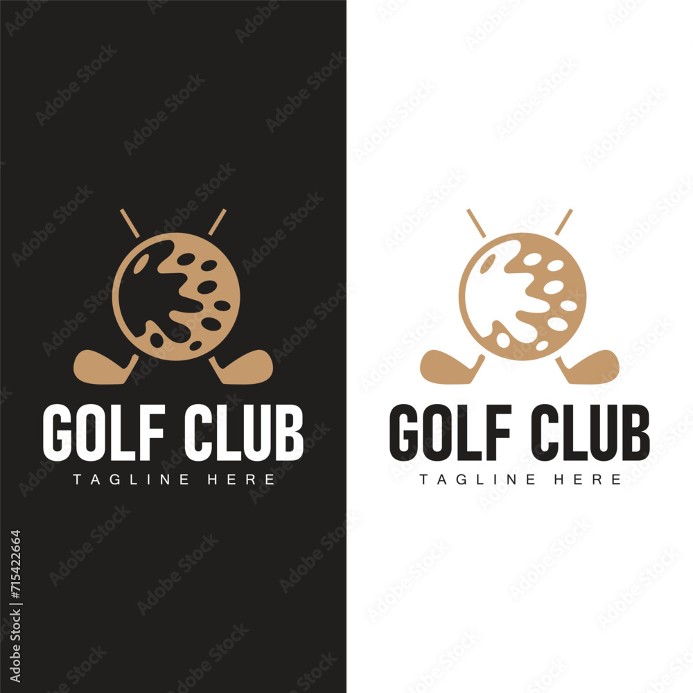 Golf club logo design and outdoor sport vector golf stick and ball ...