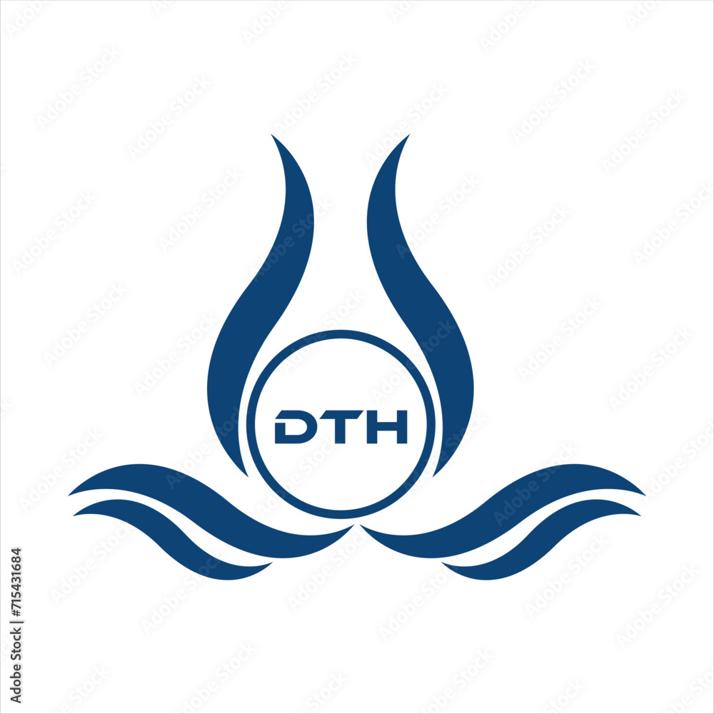 DTH letter water drop icon design with white background in illustrator ...