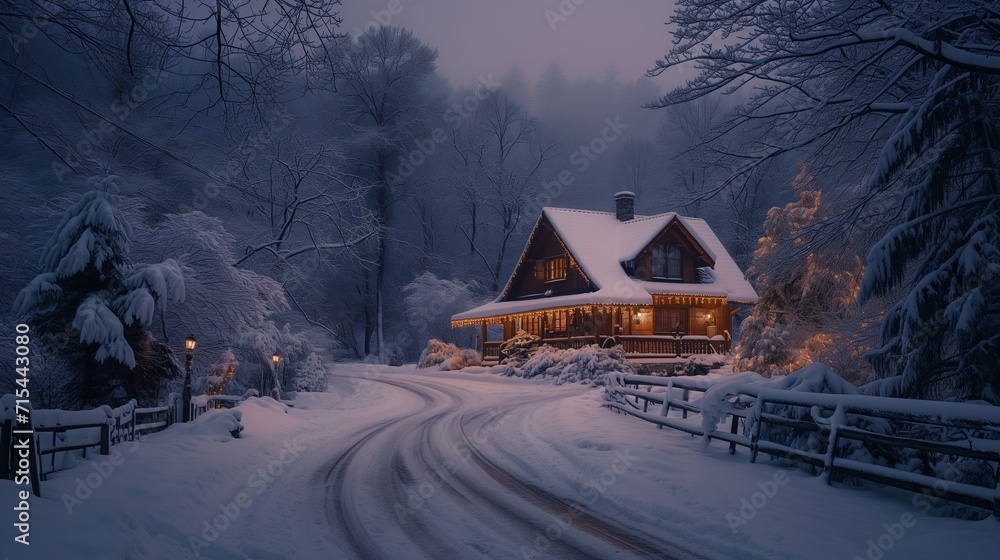 Winter Vacation Concept Scene, Cozy Cabin Visuals of a cozy cabin or ...
