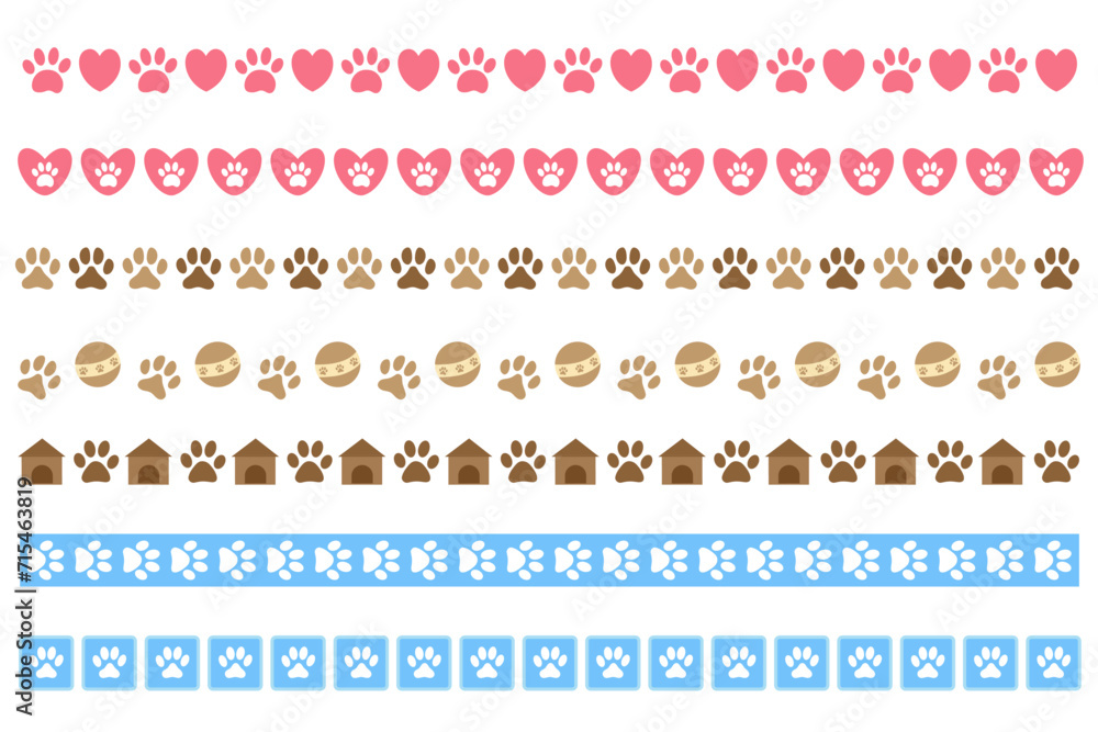 Collection of dividers stripes of animal paw prints, hearts and other ...
