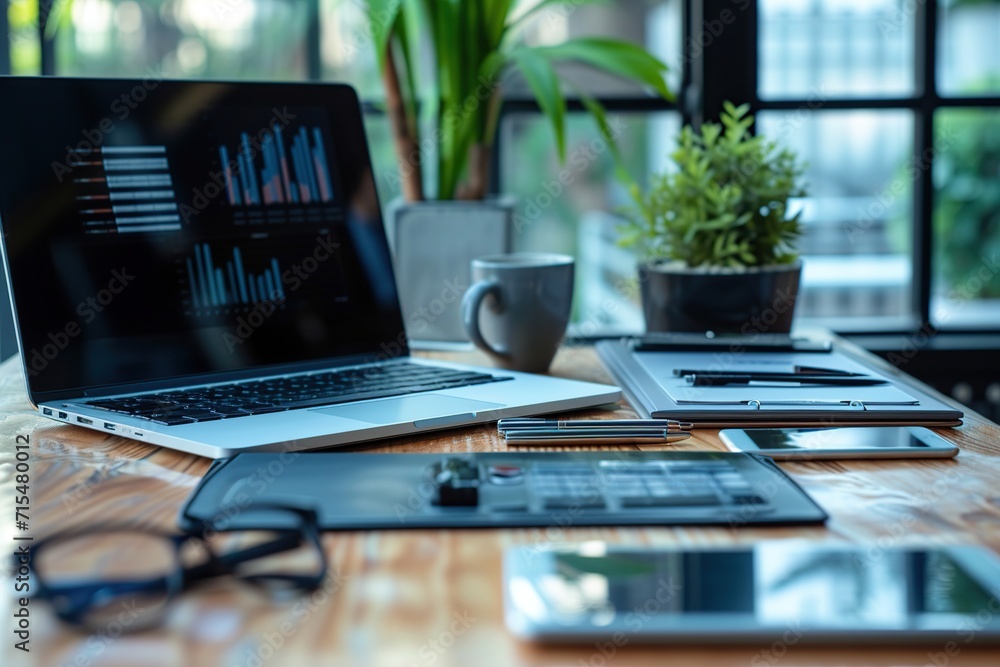 There is a graph showing a business cost analysis on the computer ...