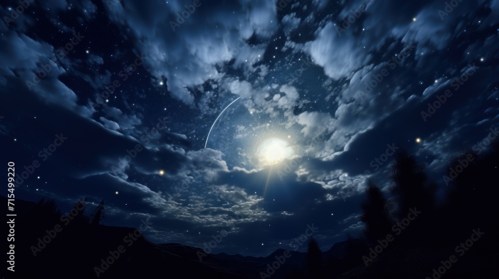 Real night sky very bright moon faint white clouds UHD wallpaper Stock ...