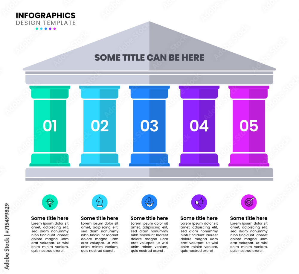 Infographic template. 5 supporting pillars with numbers. Business ...