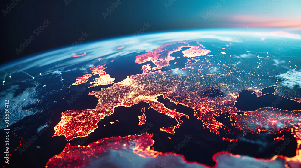 Global Planet Earth: A night view of planet Earth with city lights and ...