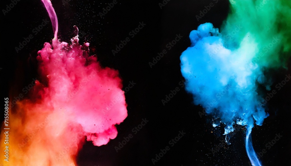 colorful liquid color explosion mix of colors as two chemicals reaction ...