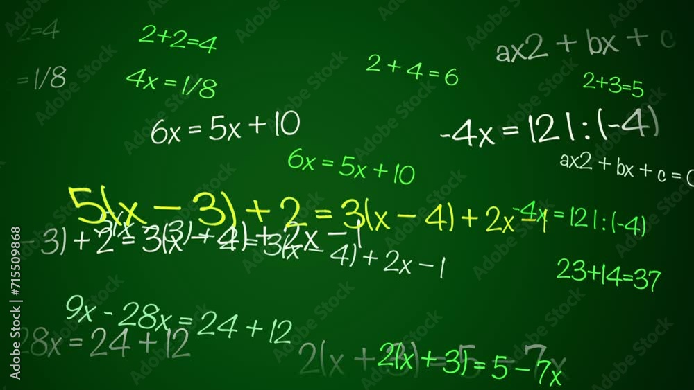 Math and physics formulae pass through the screen and fall away. Animation of maths equations ...