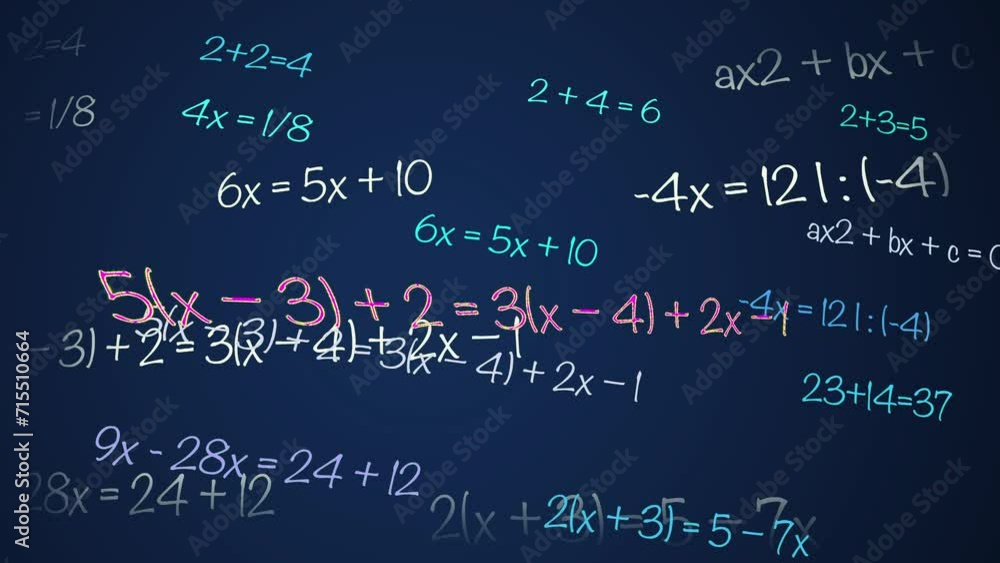 Math and physics formulae pass through the screen and fall away ...