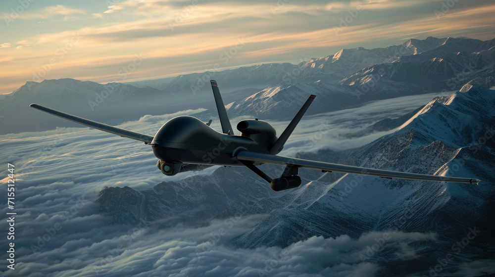 A modern military drone, a reconnaissance drone, a kamikaze drone, and ...