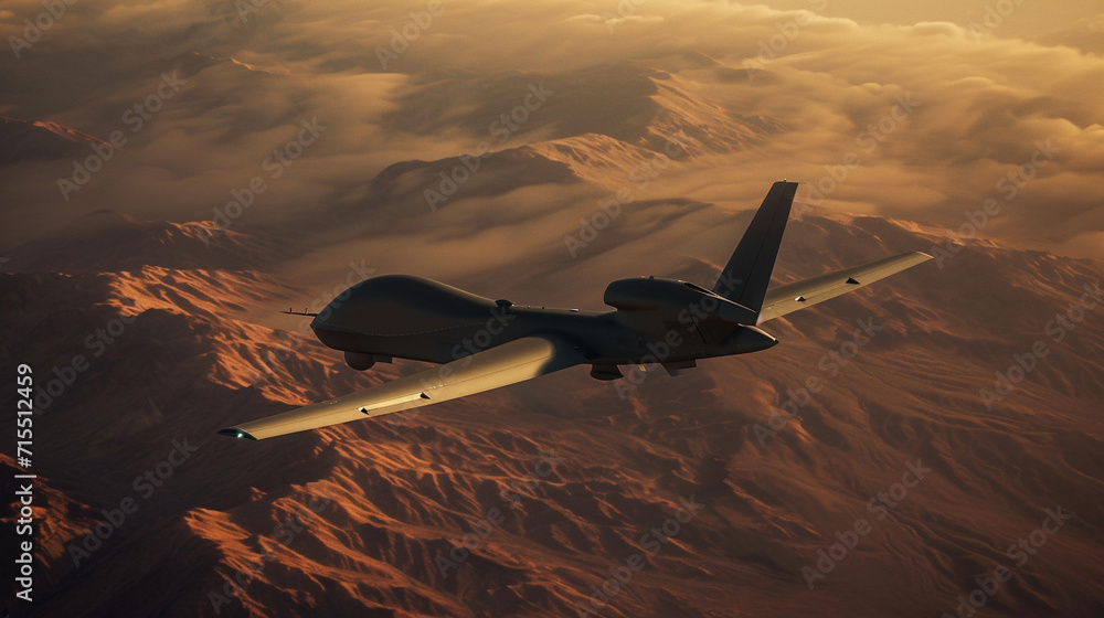 A modern military drone, a reconnaissance drone, a kamikaze drone, and ...