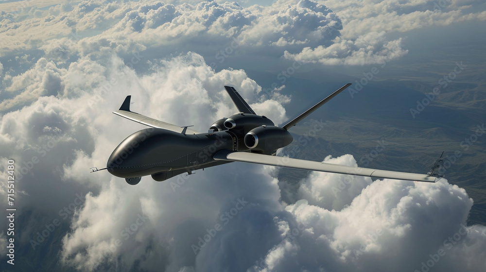 A modern military drone, a reconnaissance drone, a kamikaze drone, and ...