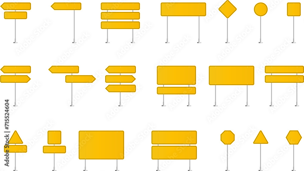 Road traffic signs set. Direction arrow, information board. Attention ...