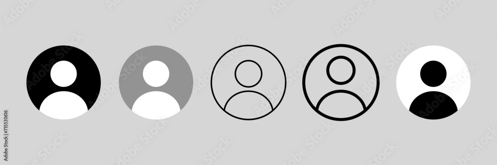 Mockups of round people silhouettes. Line, set of round icons for ...