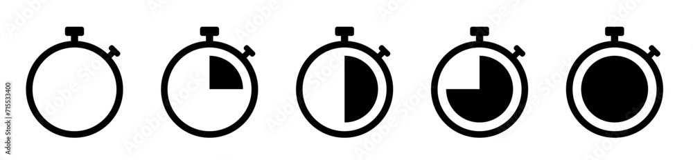 Timer vector icons. Countdown timer and stopwatch symbol flat. Vector ...