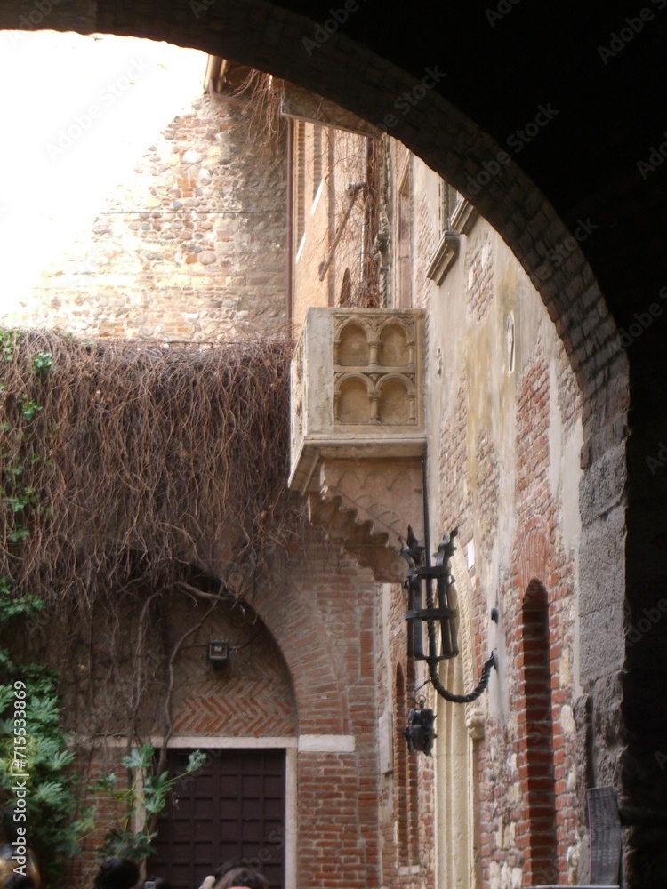 The balcony of Juliet Capulet in the entrance into the courtyard where ...