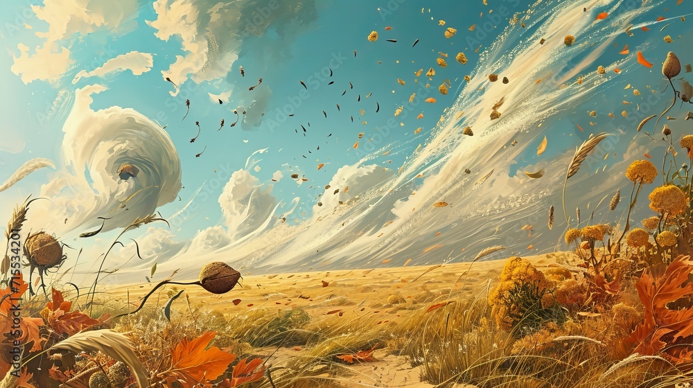 Whirlwind Harvest: A Vibrant Illustration of a Parallel Universe with ...