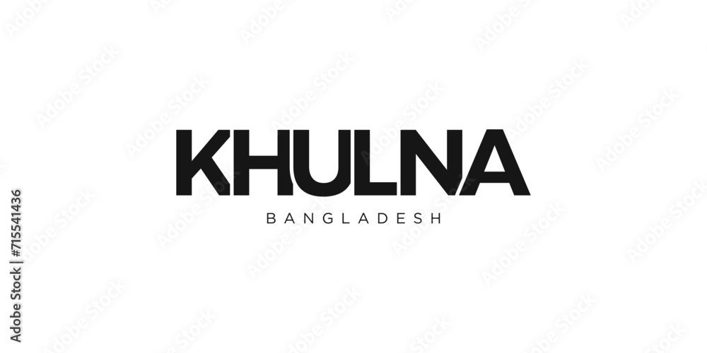 Khulna in the Bangladesh emblem. The design features a geometric style, vector illustration with ...