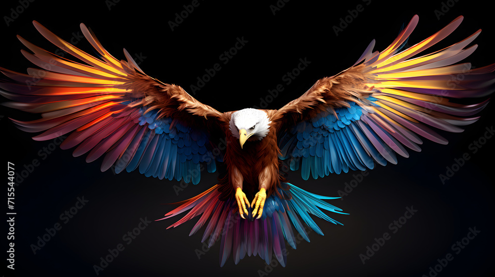 eagle portrait on a dark background, digital illustration, 3d rendering ...