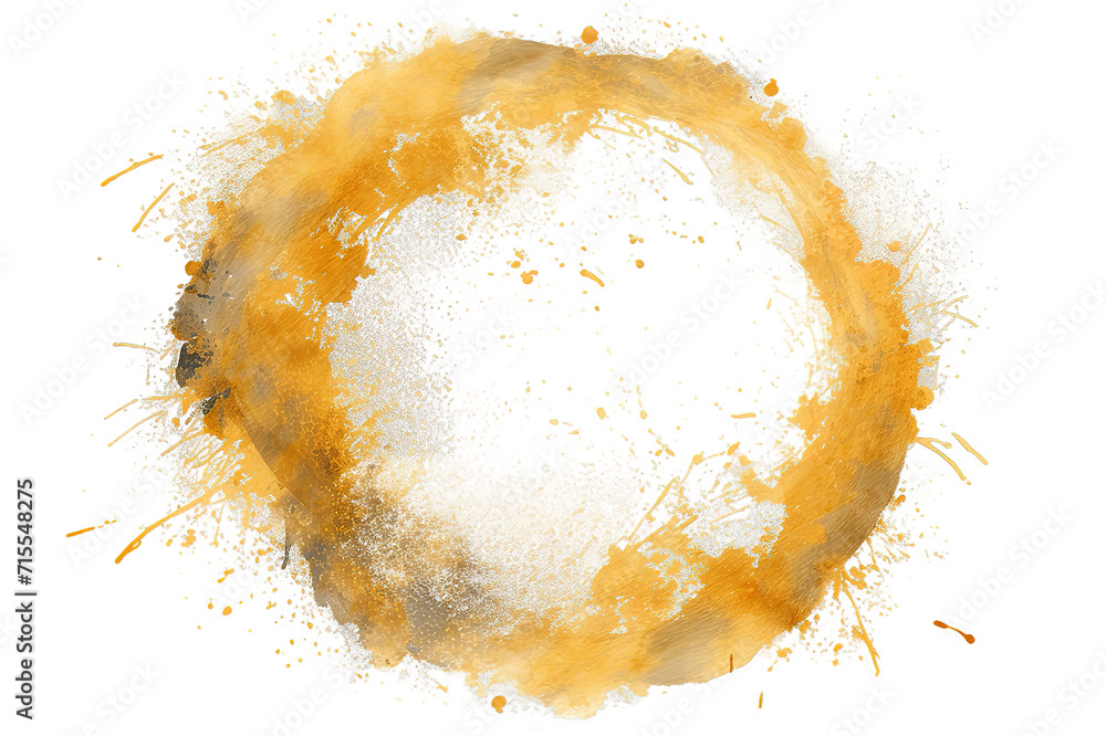 Golden Ink blot splashing A drop of ink, diffuse spots. isolated on a ...