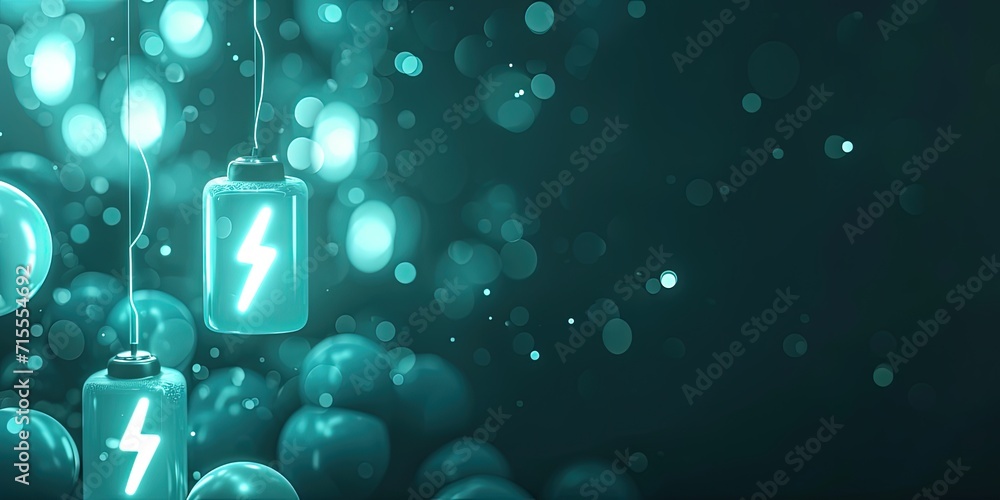 Lithium Ion Battery With A Lightning Bolt Icon , Balloons Illuminated ...