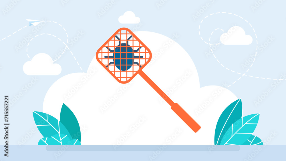 Fly swatter with dead bug. Kill bugs. Removing malicious applications ...
