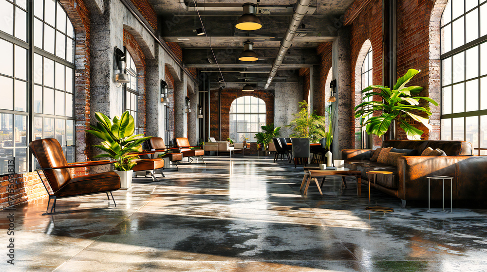 Industrial Loft Interior: An empty and modern industrial loft interior ...