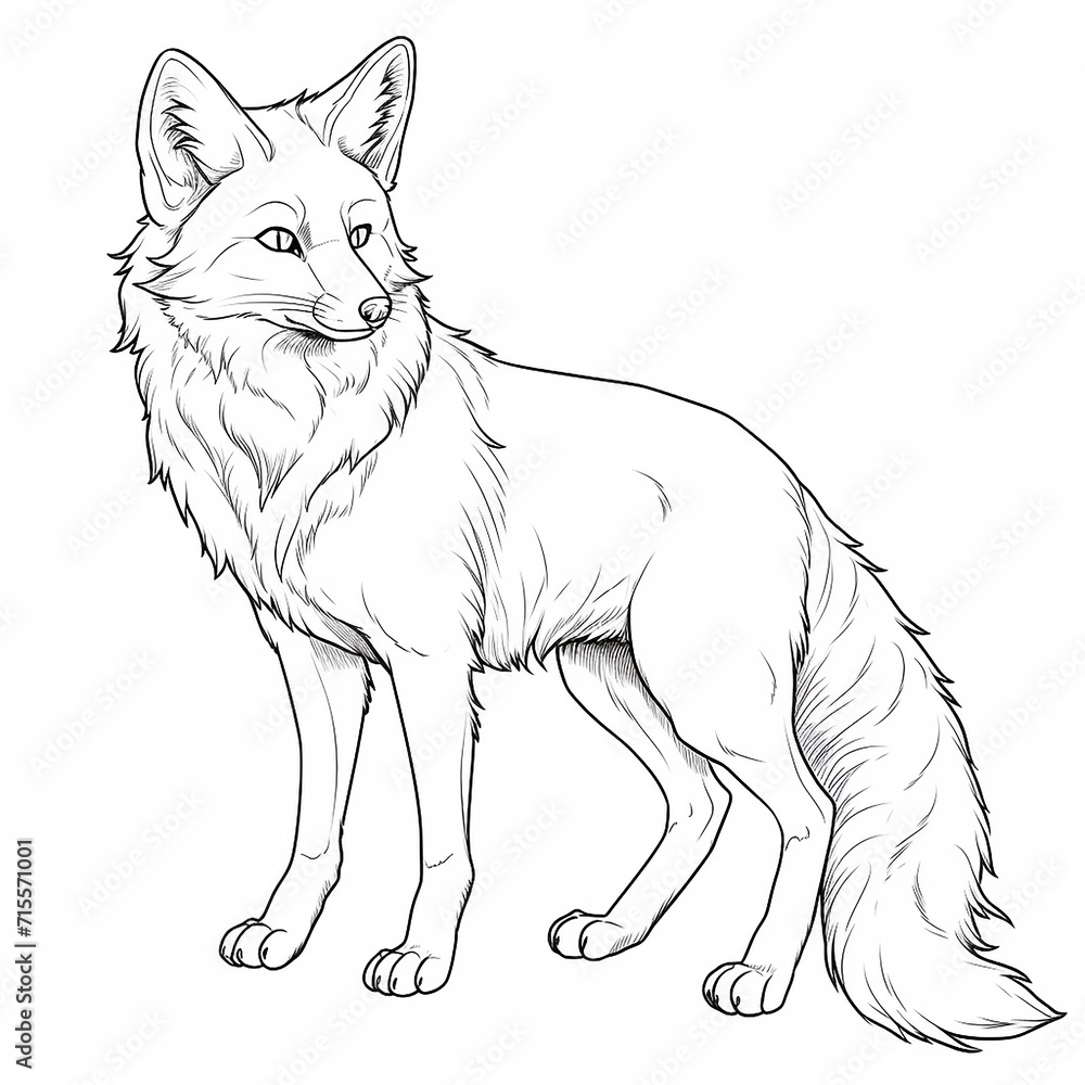 Beautiful drawing line art fox illustration white background Stock ...