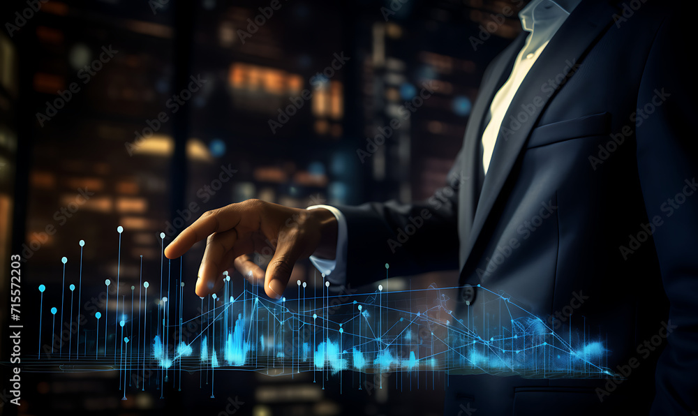 Businessman touch graph growth of business modern virtual interface ...