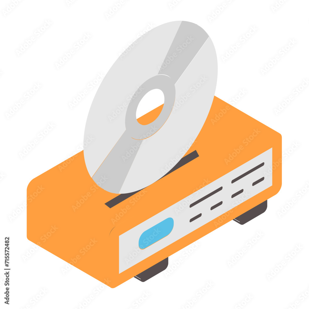high capacity disk driver isometric Concept, blu ray disc Vector Icon ...