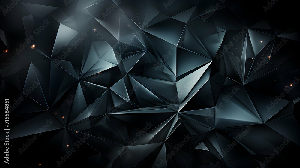 Abstract black and white background with random geometric triangle ...