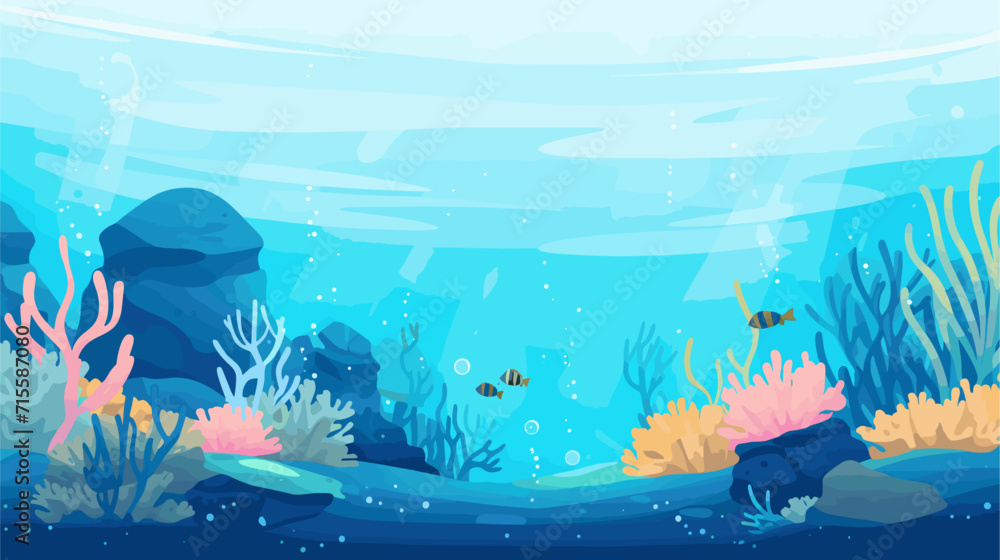 Vectorized underwater scene with marine life, offering tranquil and ...