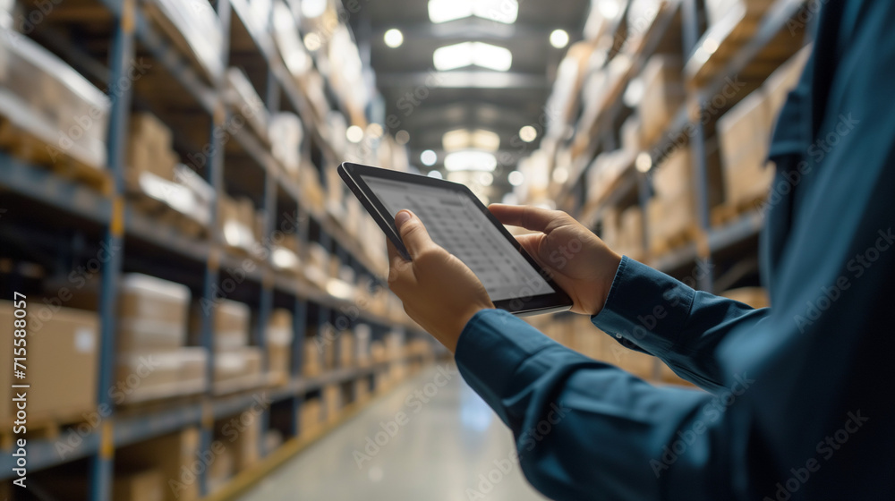 Smart Warehouse,Inventory management system concept.Manager using ...