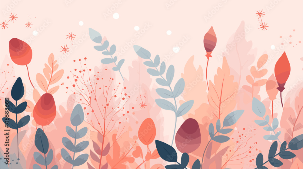 foliage and botanical elements forming a seamless pattern, capturing ...