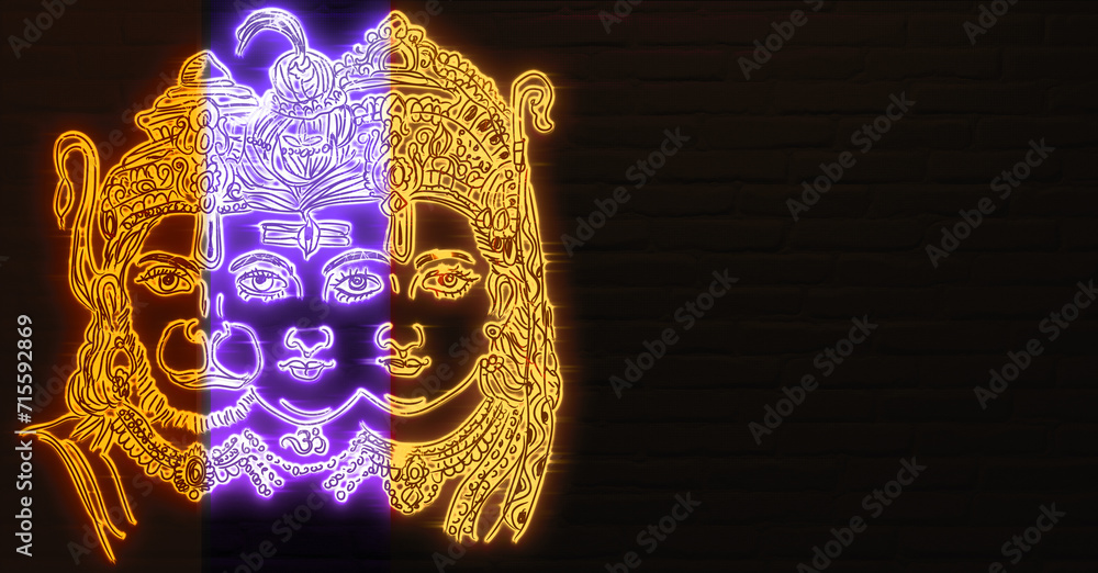 Shiv Ram With Hanuman ji, 3d neon sign Stock Illustration | Adobe Stock