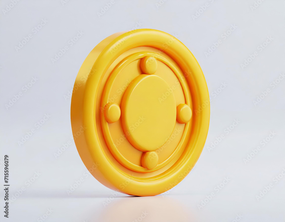 Gold coin from the game Mario isolated on white background. 3D icon ...