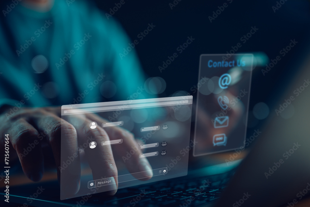 Customer Service Contact Us With Ai Chatbot Concept Chatbot Conversation Assistant Artificial