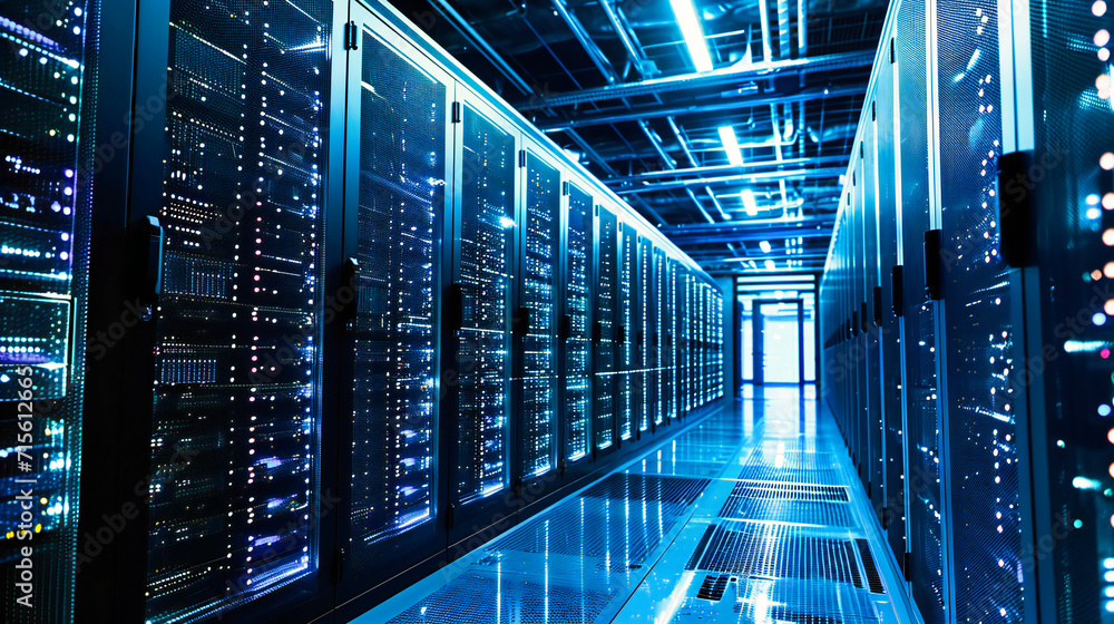 Datacenter Hardware Setup: A view inside a datacenter with racks of ...