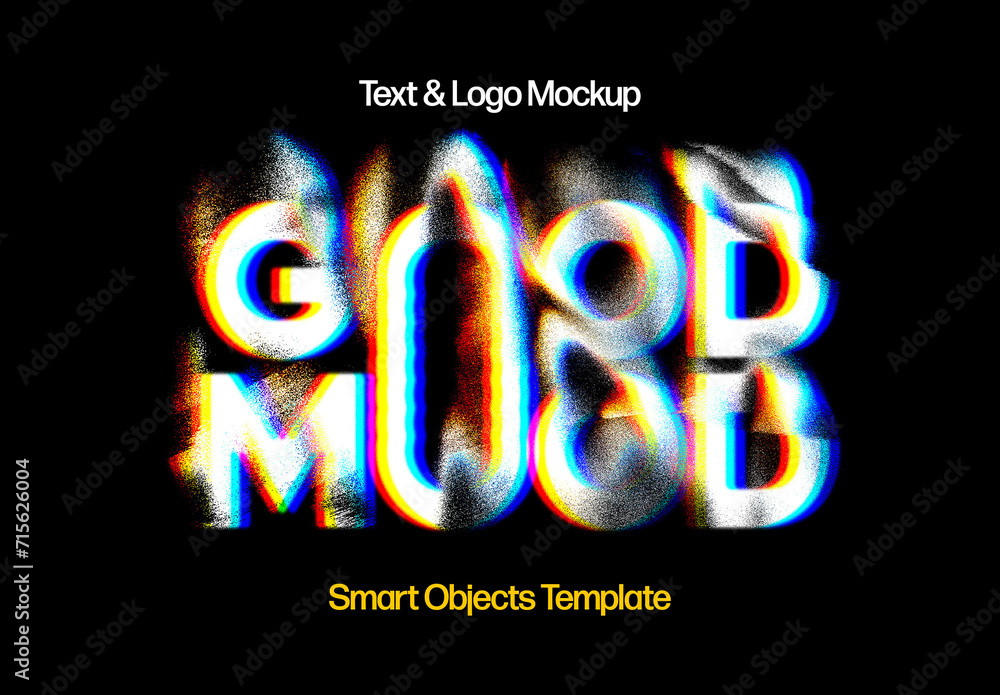 Retro Monitor Glitch Distrortion Text Effect Mockup Bundle Stock ...
