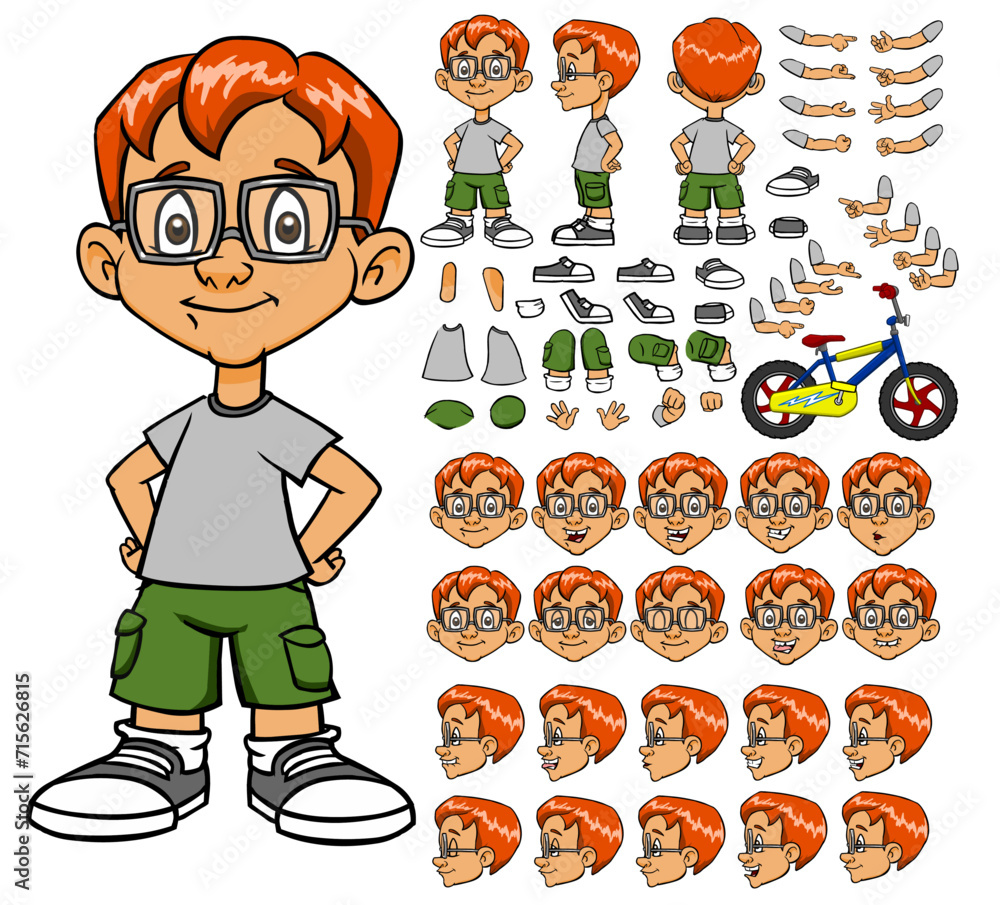 Set of elements for creating a boy character animation. boy with ...