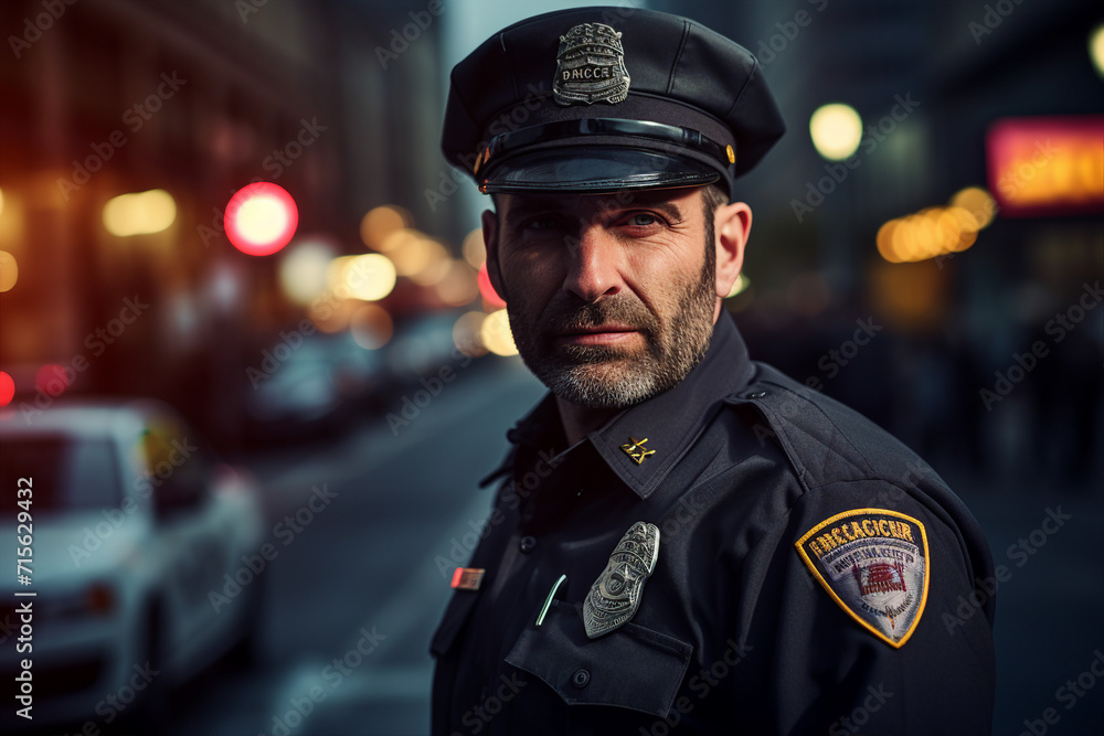 Young man woman working as police officer or cop closeup portrait ...