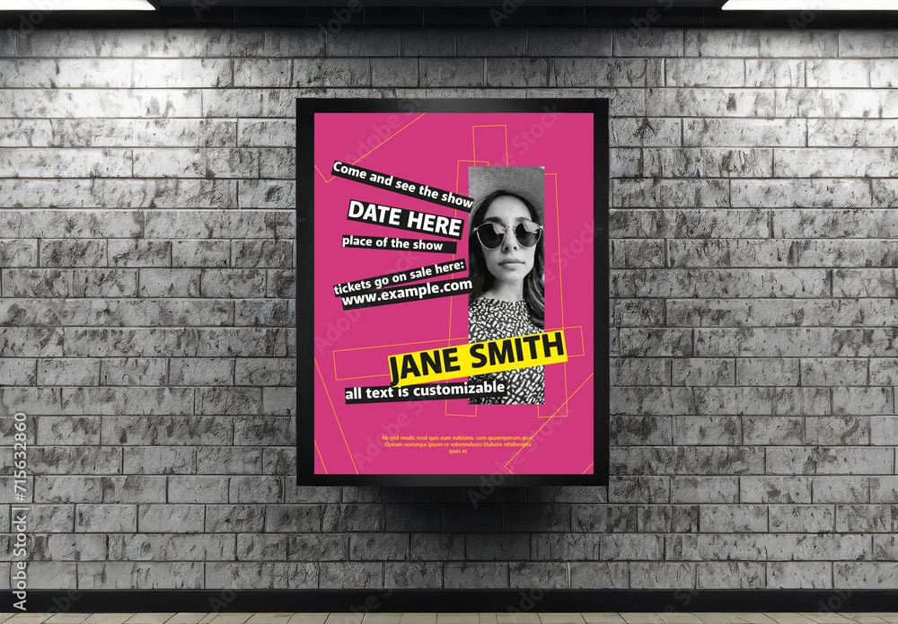 Pink Black Yellow Concert Event Poster Template.zip Stock Template ...