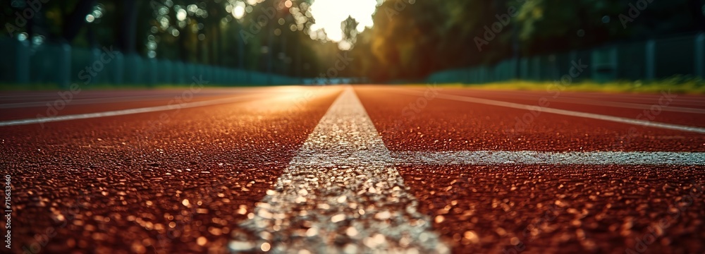 Stadium's starting line in afternoon light, a powerful symbol of sports ...