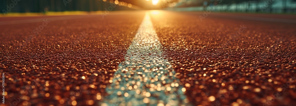 Stadium's starting line in afternoon light, a powerful symbol of sports ...