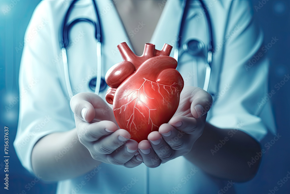 Cardiology Health Hospital Woman Doctor Holding Heart. Donor, Heart ...
