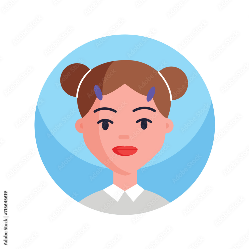 Avatar icon in the cartoon style. The cartoon design of the girl's icon ...