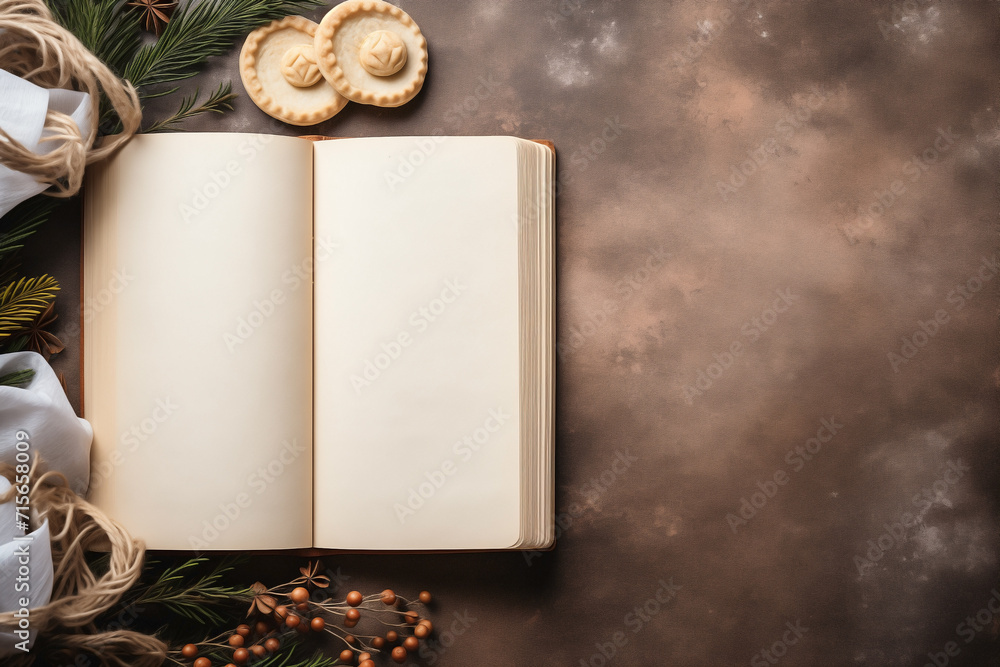 Pastry style border design with an open recipe book placed in the ...