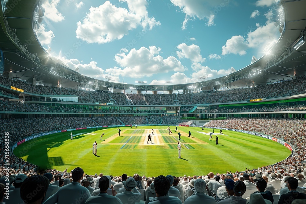 crowded Cricket Stadium Stock Photo | Adobe Stock