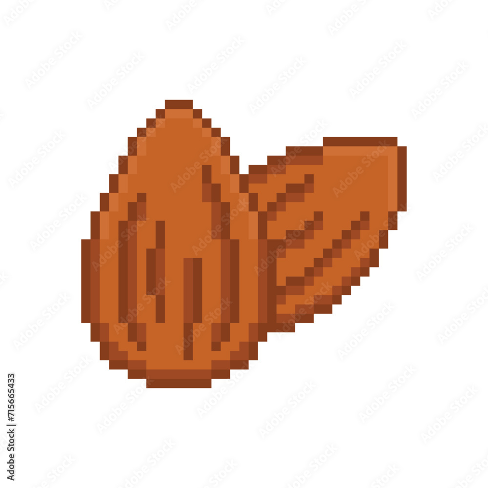 pixel almond nut icon. Vector pixel art almond nut 8 bit for game logo ...