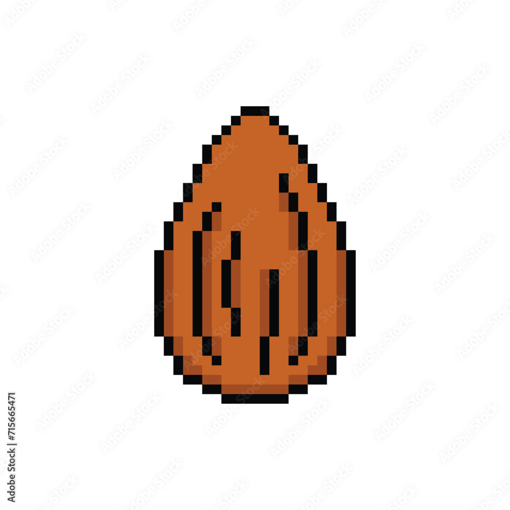 pixel almond nut icon. Vector pixel art almond nut 8 bit for game logo ...