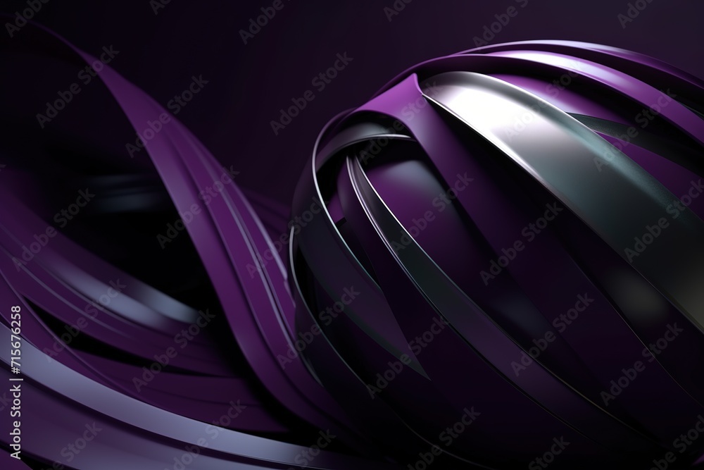 Abstract purple ribbon swirl on a smooth gradient background for modern ...